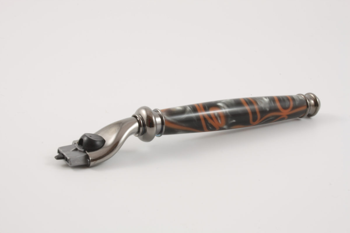 Blue Swirl and Chrome Fusion Razor Handle R2018001 - Townsend Turnings